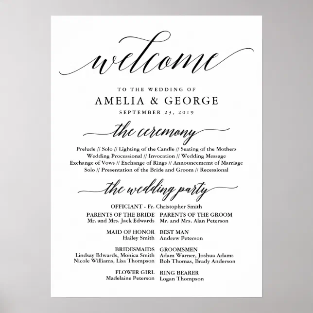 Welcome wedding program sign | Zazzle