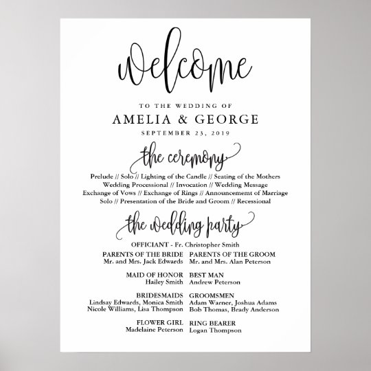 Welcome wedding program sign | Zazzle.com