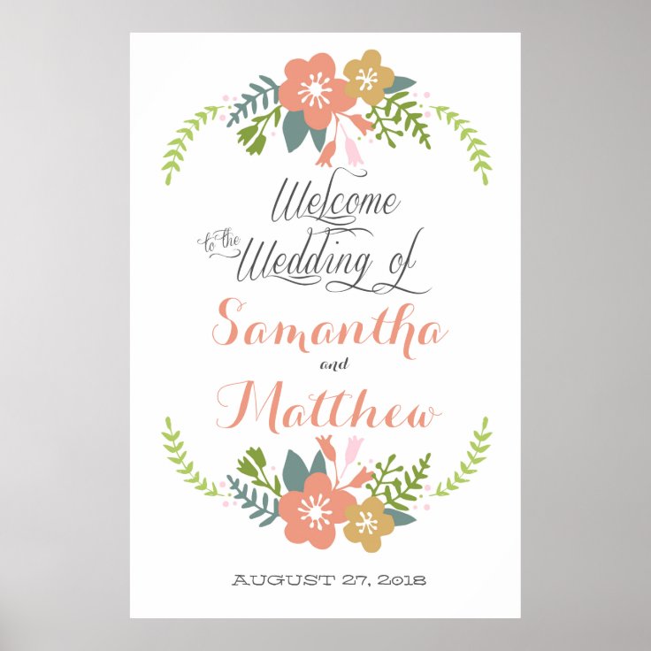 Welcome Wedding Sign Poster 32x48 | Zazzle