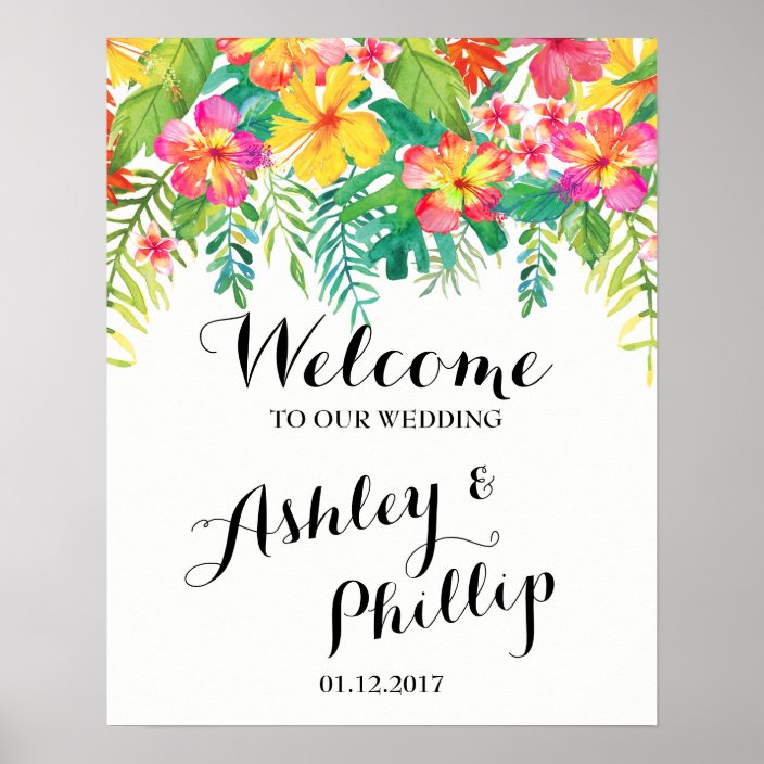 Welcome Wedding Sign Tropical | Zazzle.com