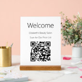 Welcome White Scan QR Code for Price List Acrylic Sign | Zazzle