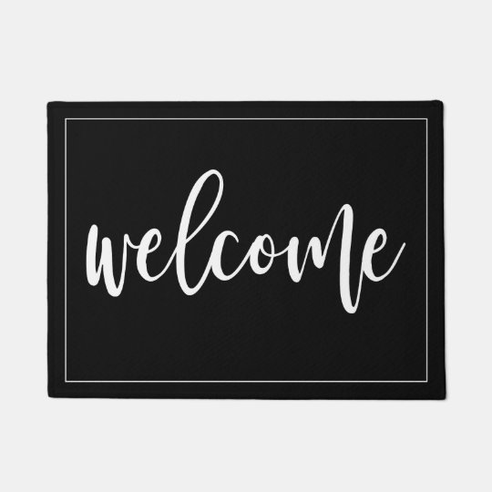 Welcome White Script Doormat | Zazzle.com