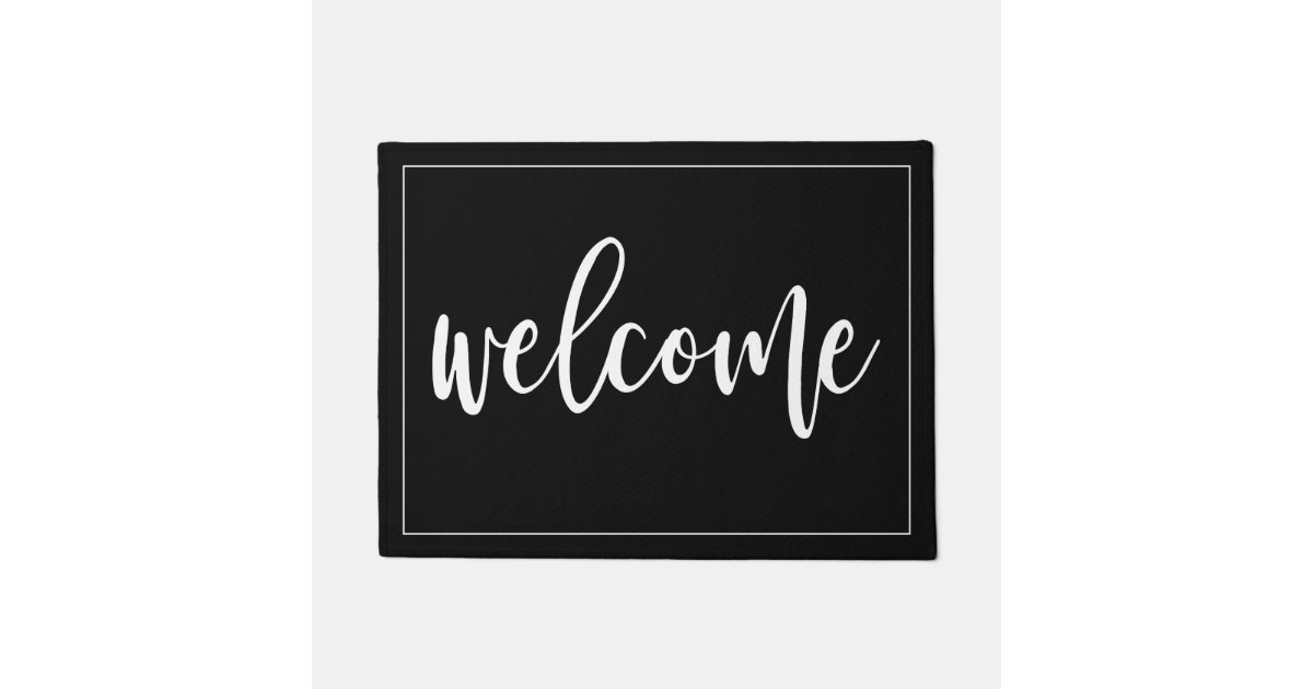 Welcome White Script Doormat | Zazzle