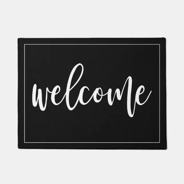 Welcome White Script Doormat | Zazzle