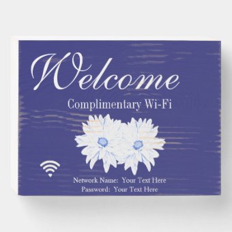 Welcome Wi-Fi Sign Business Library Wood Box Sign | Zazzle