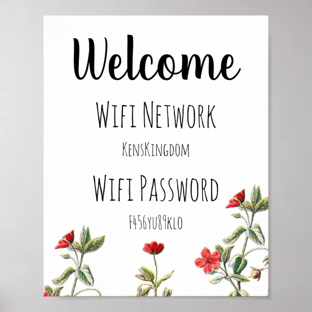 Welcome Wifi password poster | Zazzle