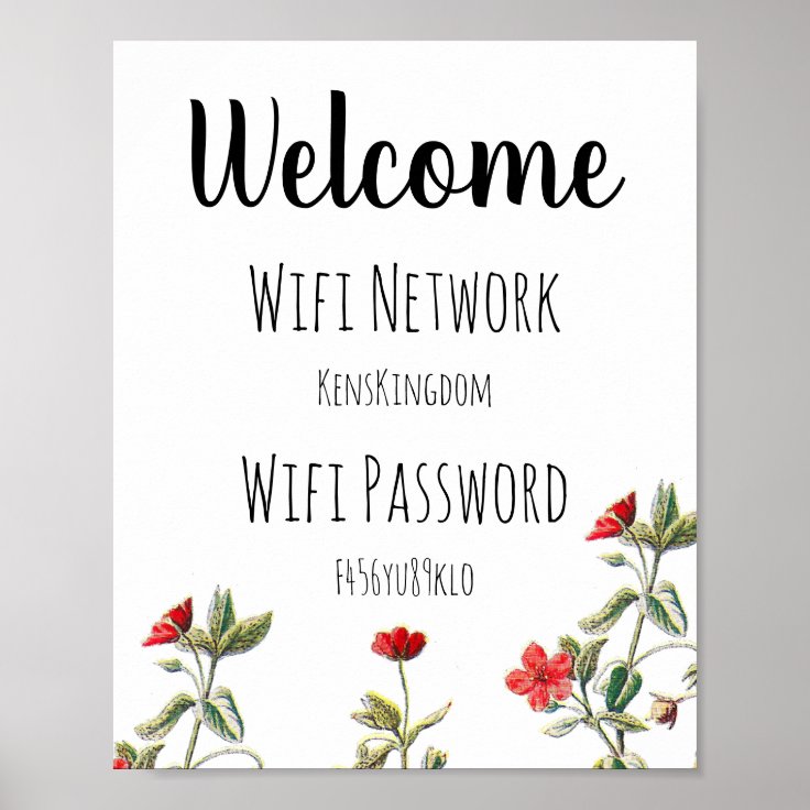 Welcome Wifi password poster | Zazzle