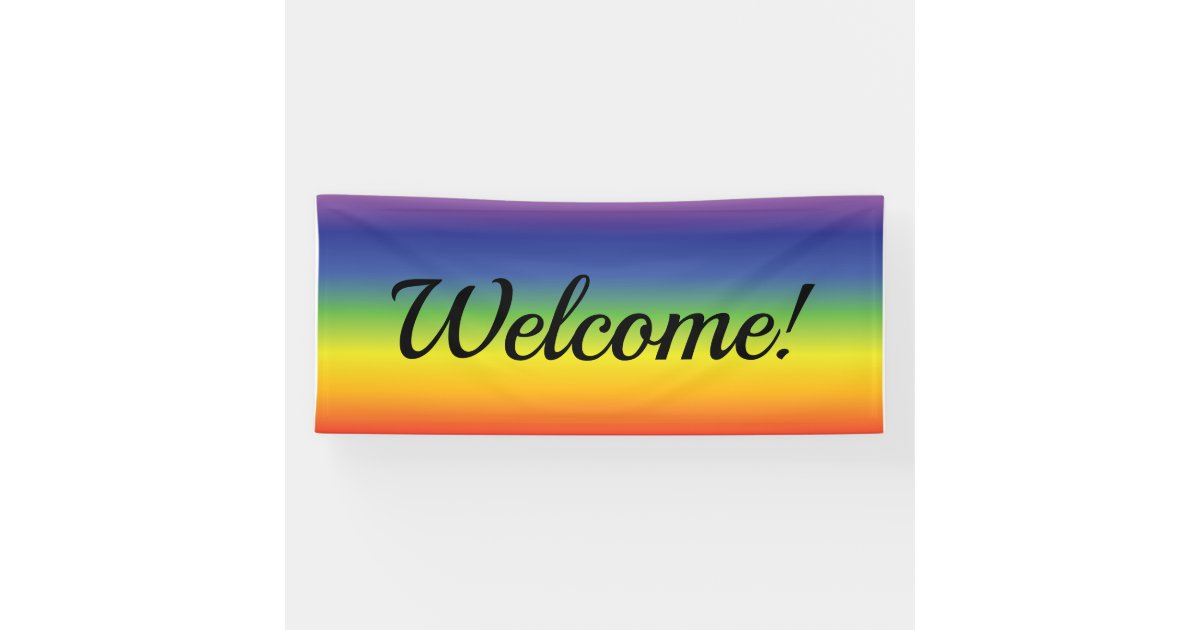 Welcome with rainbow colors background banner | Zazzle