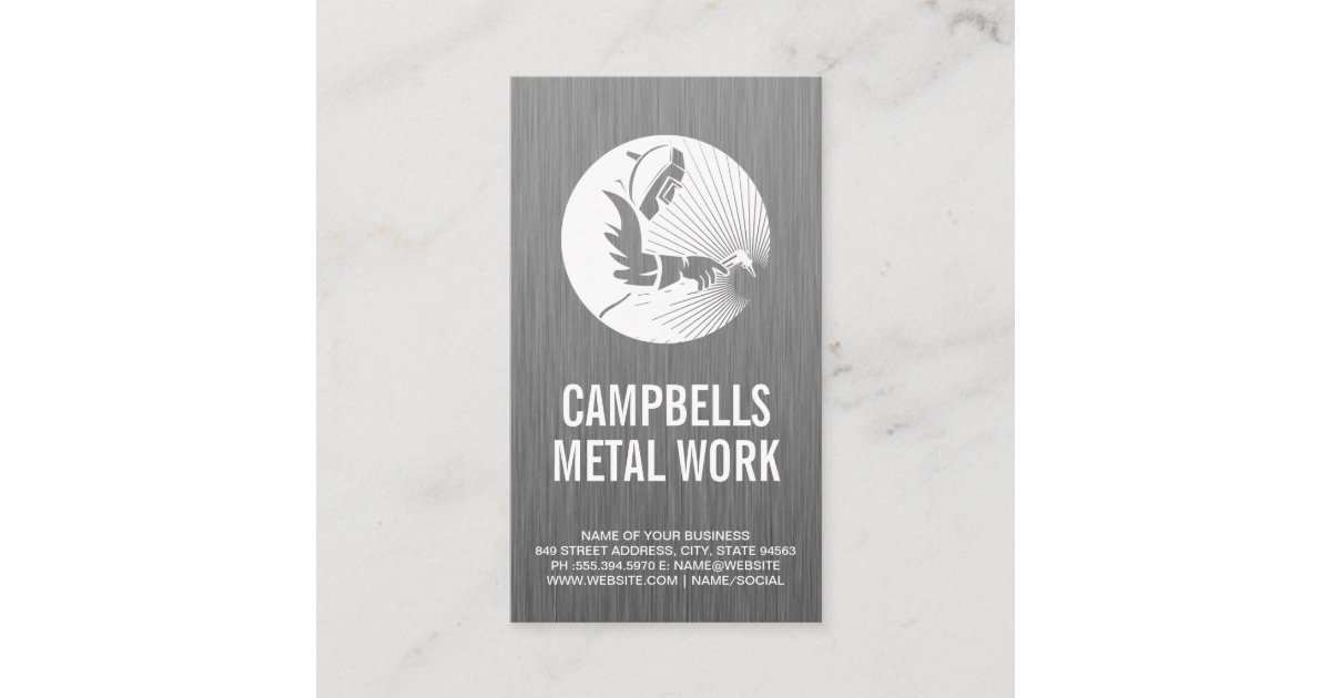 Welder Doing Metal Work | Metallic Texture Business Card | Zazzle