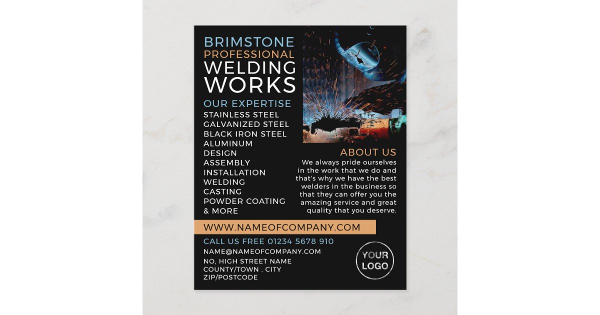 Welder Portrait, Metal Worker, Welder Advertising Flyer | Zazzle