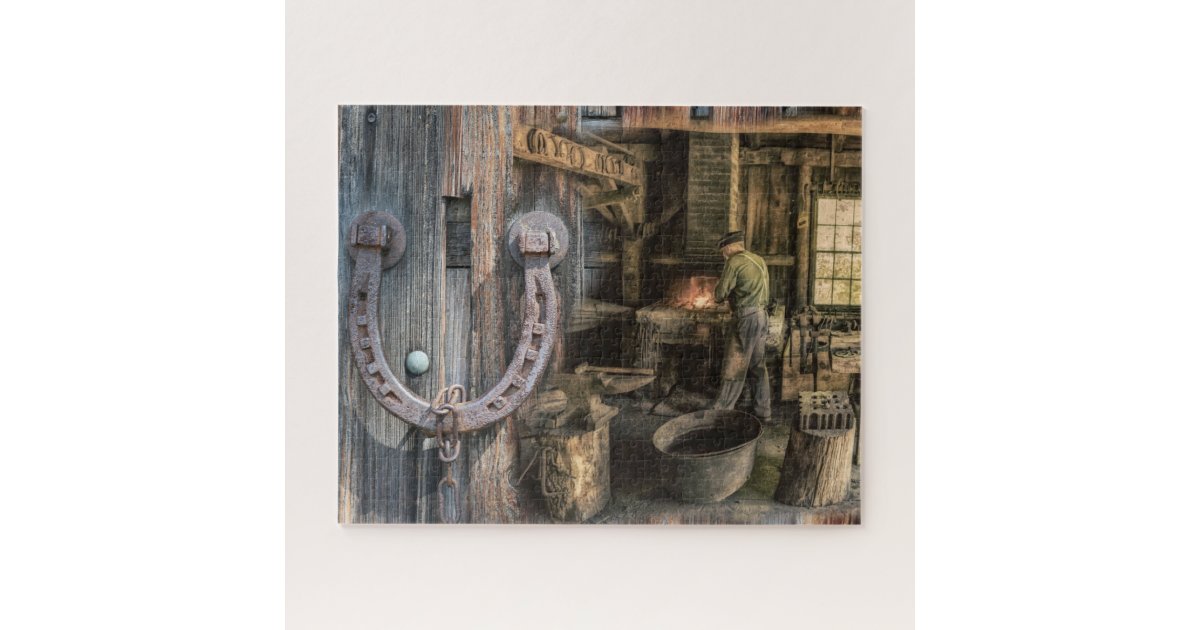 Welder Vintage Blacksmith Horseshoes Jigsaw Puzzle | Zazzle