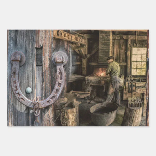 Welder Vintage Blacksmith Horseshoes Wrapping Paper Sheets | Zazzle