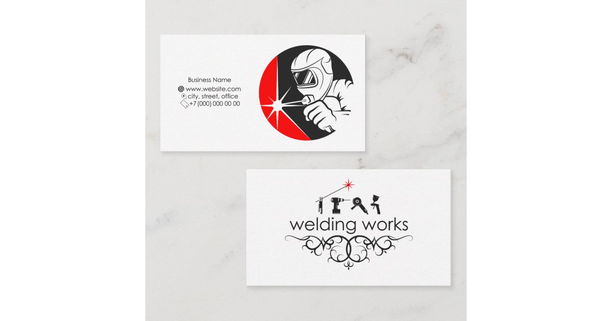 Welder with welding machine business card | Zazzle