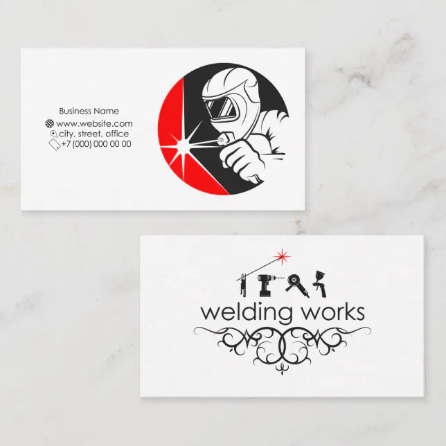 Welder with welding machine business card | Zazzle