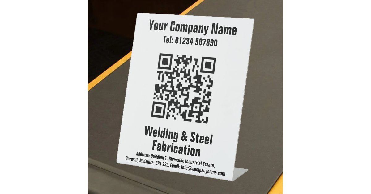 Welding & Fabrication QR Code Design Pedestal Sign | Zazzle