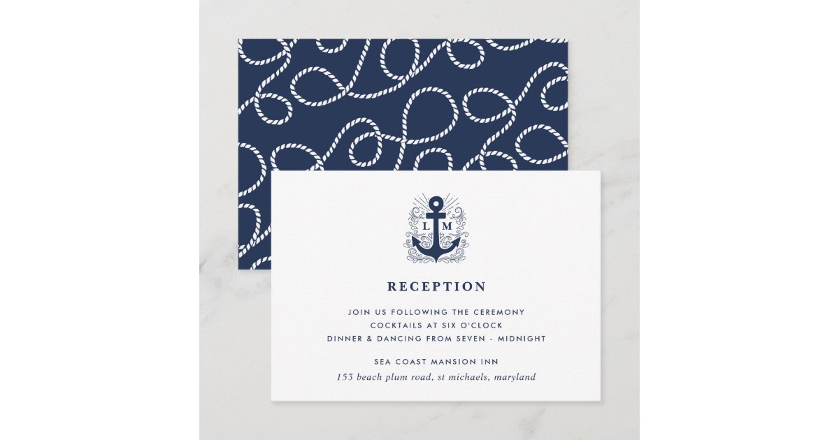 Well Anchored | Nautical Reception Enclosure Card | Zazzle
