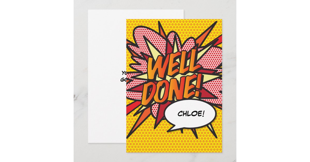 WELL DONE Fun Comic Book Pop Art Invitation | Zazzle