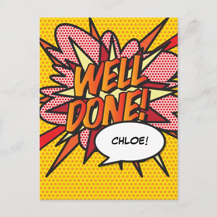 WELL DONE Fun Retro Comic Book Pop Art Postcard | Zazzle.com