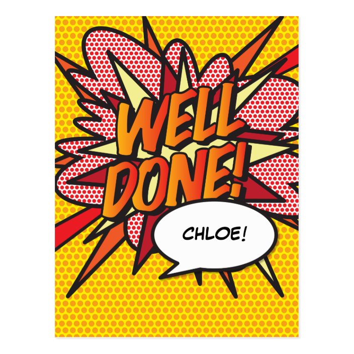 WELL DONE Fun Retro Comic Book Pop Art Postcard | Zazzle.com