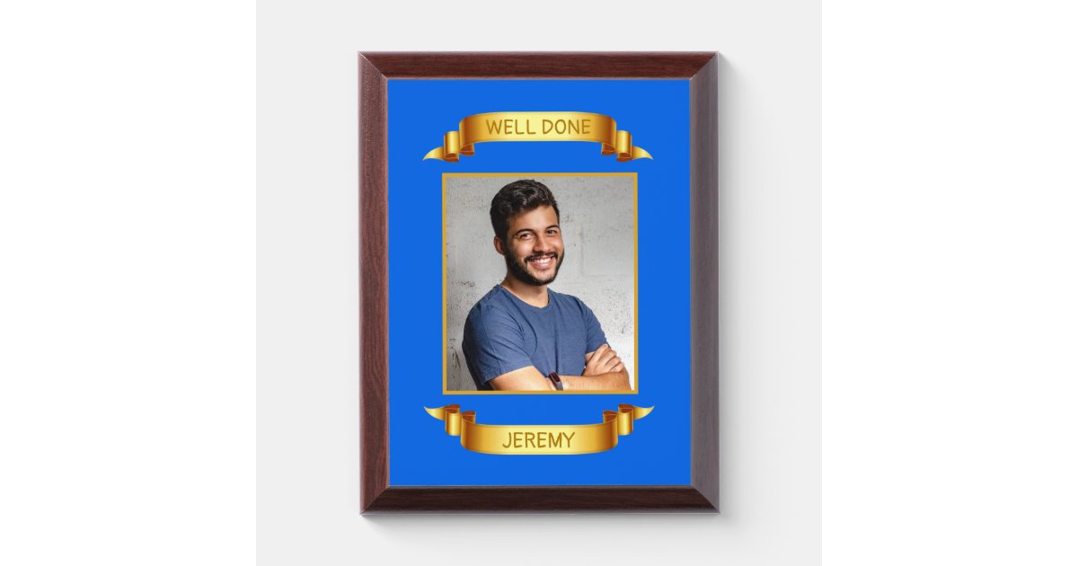 Well Done Gold Scroll, Custom Photo - Personalized Award Plaque | Zazzle