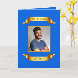 Well Done Gold Scroll, Custom Photo - Personalized Card | Zazzle