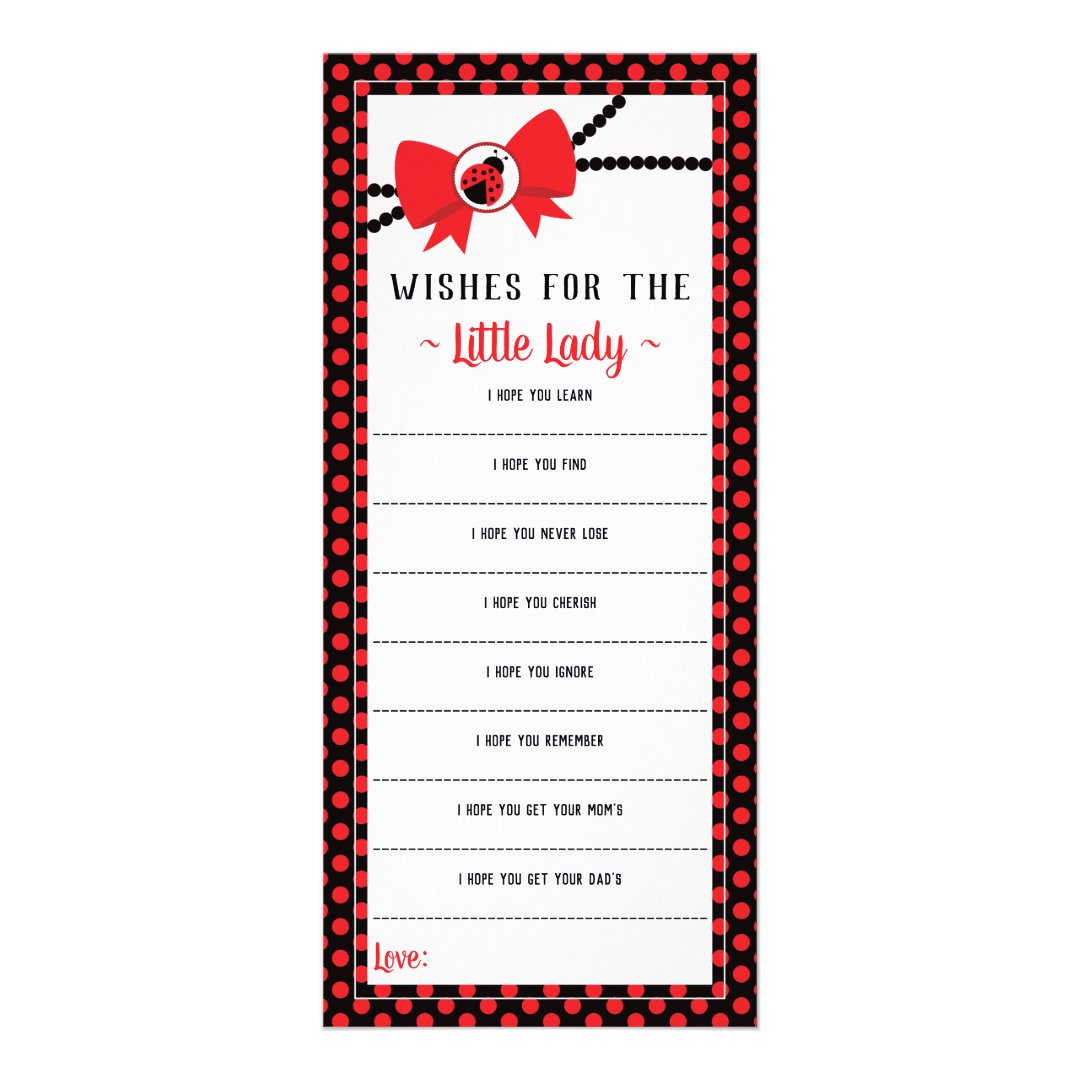 Well Wishes Card, Baby Shower, Little Ladybug Rack Card | Zazzle