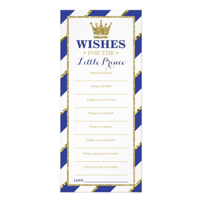 Well Wishes Card, Baby Shower, Prince, 25 Pack Rack Card | Zazzle.com