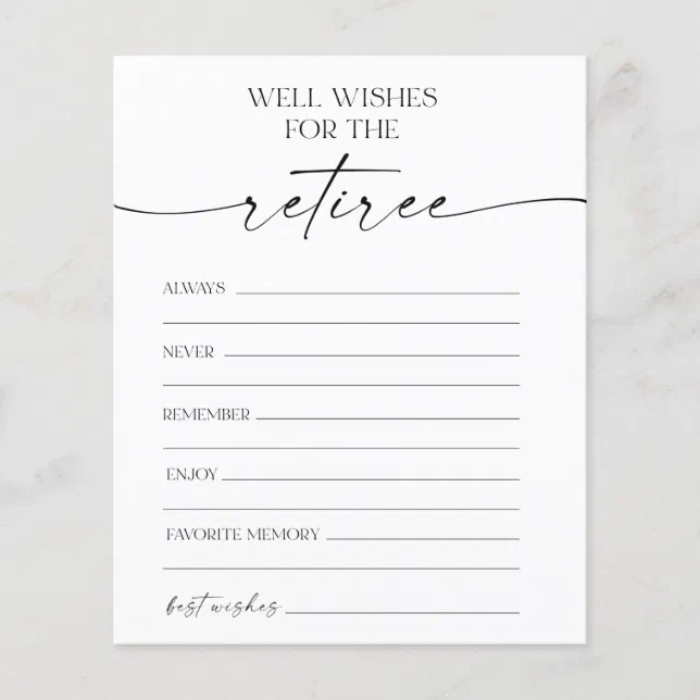 Well Wishes For The Retiree Retirement Party Game | Zazzle