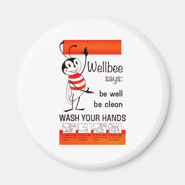 Wellbee CDC WASH YOUR HANDS Advertisement Poster Magnet | Zazzle