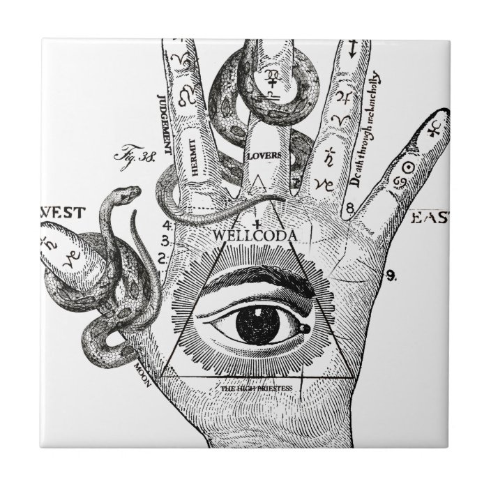 Wellcoda Illuminati Compass Snake Hand Tile | Zazzle.com