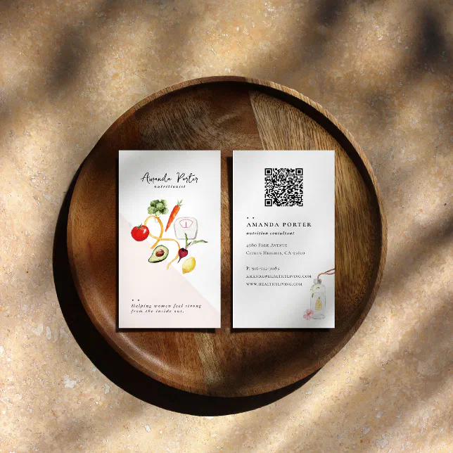 Wellness Branding | Nutritionist QR Code Business Card | Zazzle