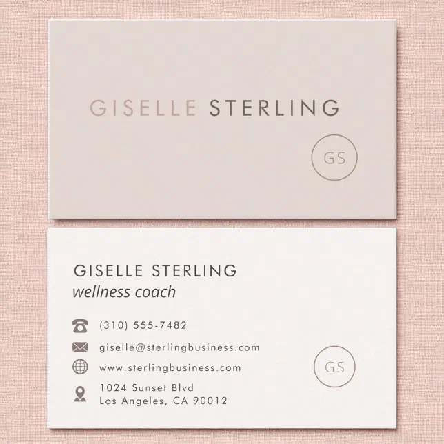 Wellness Coach Blush Pink Minimalist Luxury Business Card | Zazzle