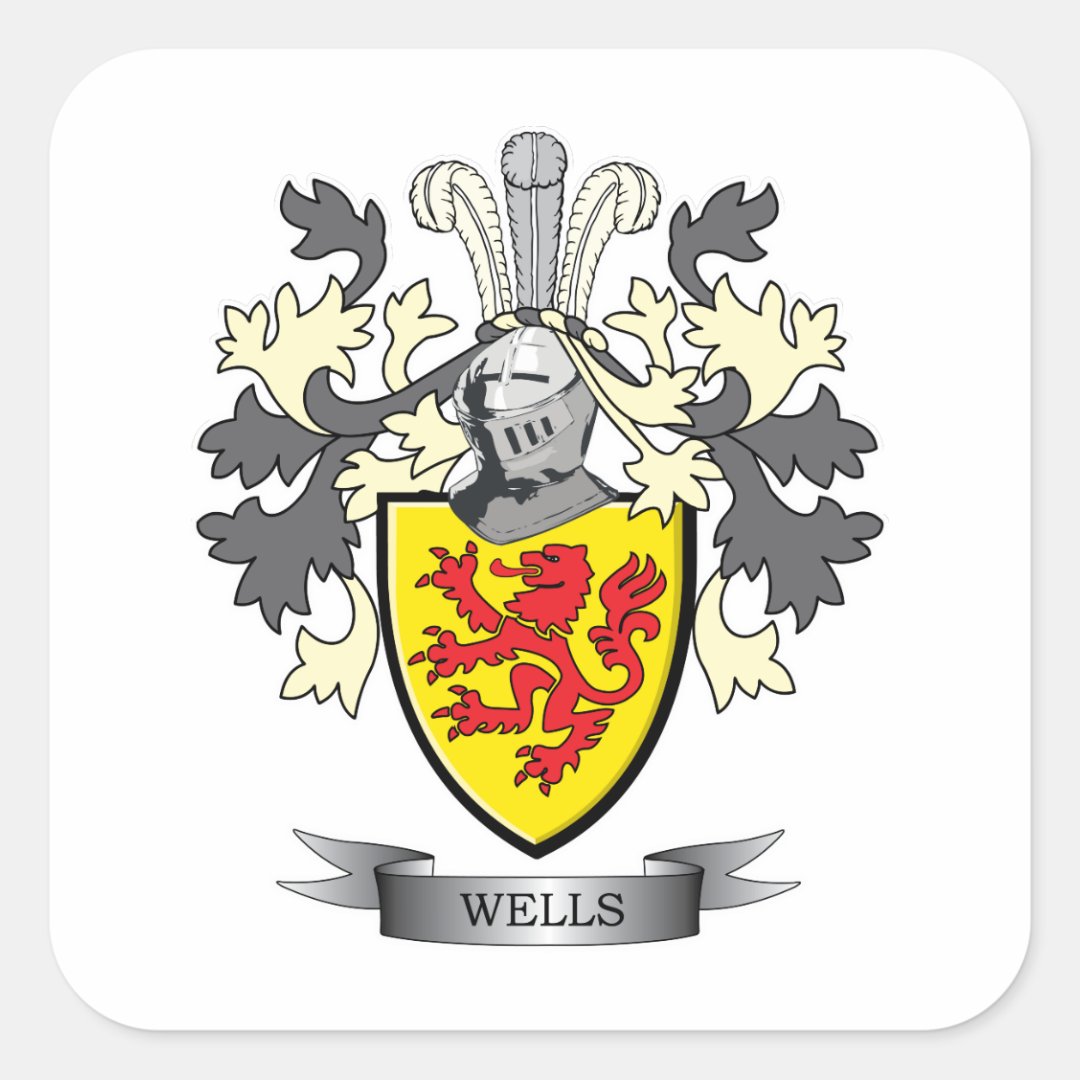 Wells Coat of Arms Square Sticker | Zazzle