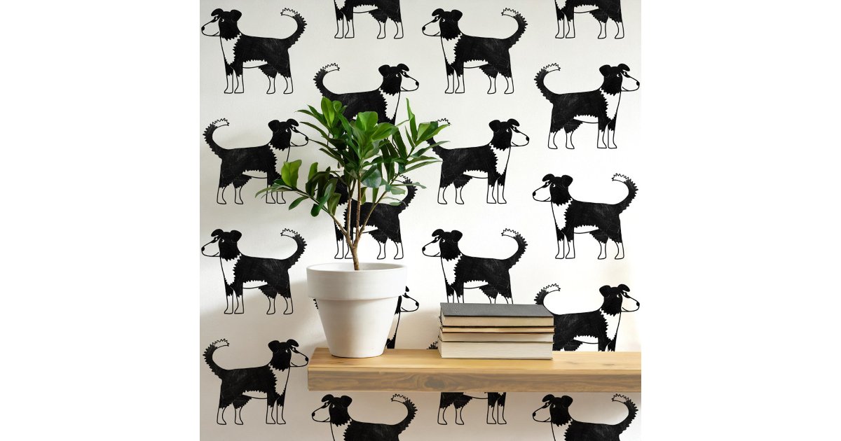 Welsh Border Collie Dog Pattern Wallpaper | Zazzle