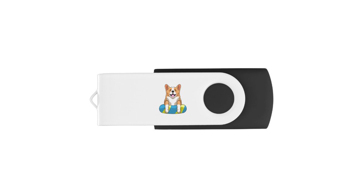 Welsh Corgi at Swimming with Swimming board Flash Drive | Zazzle