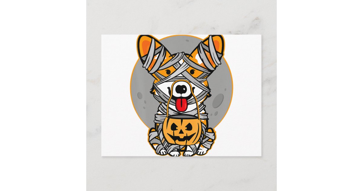 Welsh Corgi Mummy Cute Halloween Costume Dog Lover Postcard | Zazzle