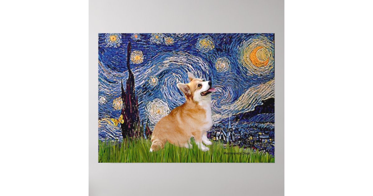 Welsh Corgi Pembroke - Starry Night Poster | Zazzle