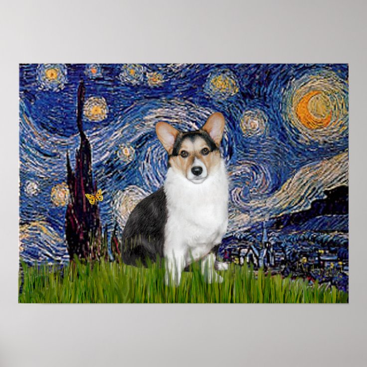 Welsh Corgi Tri Color - Starry Night Poster | Zazzle