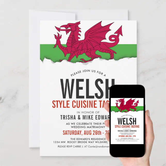 Welsh Cuisine | Party Flag White Invite | Zazzle