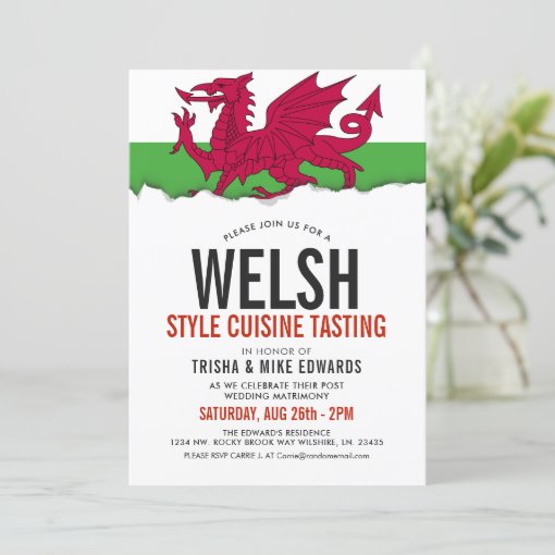 Welsh Cuisine | Party Flag White Invite | Zazzle