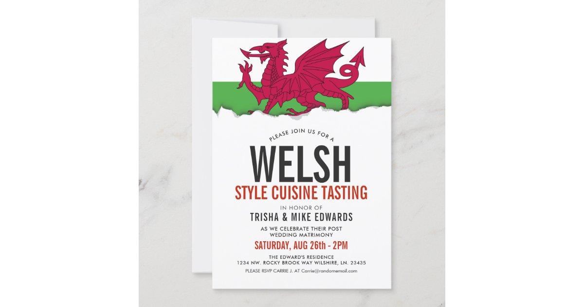 Welsh Cuisine | Party Flag White Invite | Zazzle