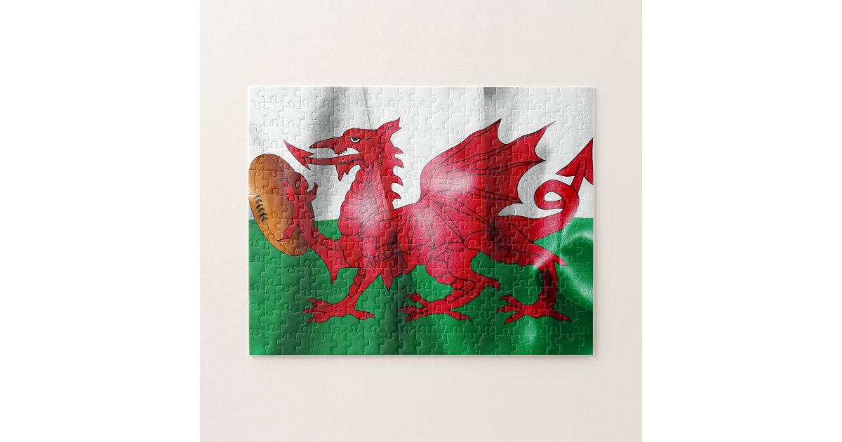 Welsh Dragon Rugby Ball Flag Jigsaw Puzzle | Zazzle