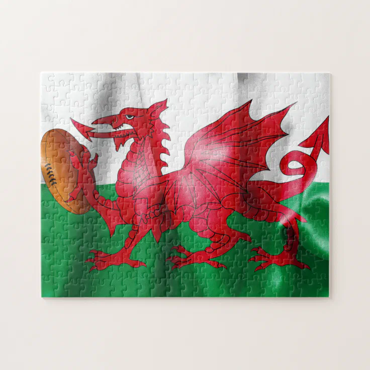 Welsh Dragon Rugby Ball Flag Jigsaw Puzzle | Zazzle