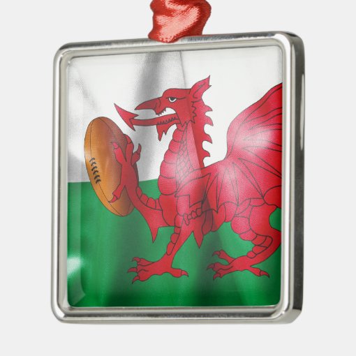Welsh Dragon Rugby Ball Flag Metal Ornament | Zazzle