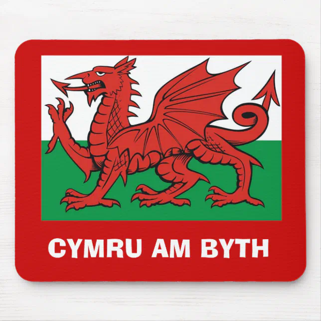 Welsh flag, "Cymru am byth", The red dragon Mouse Pad | Zazzle