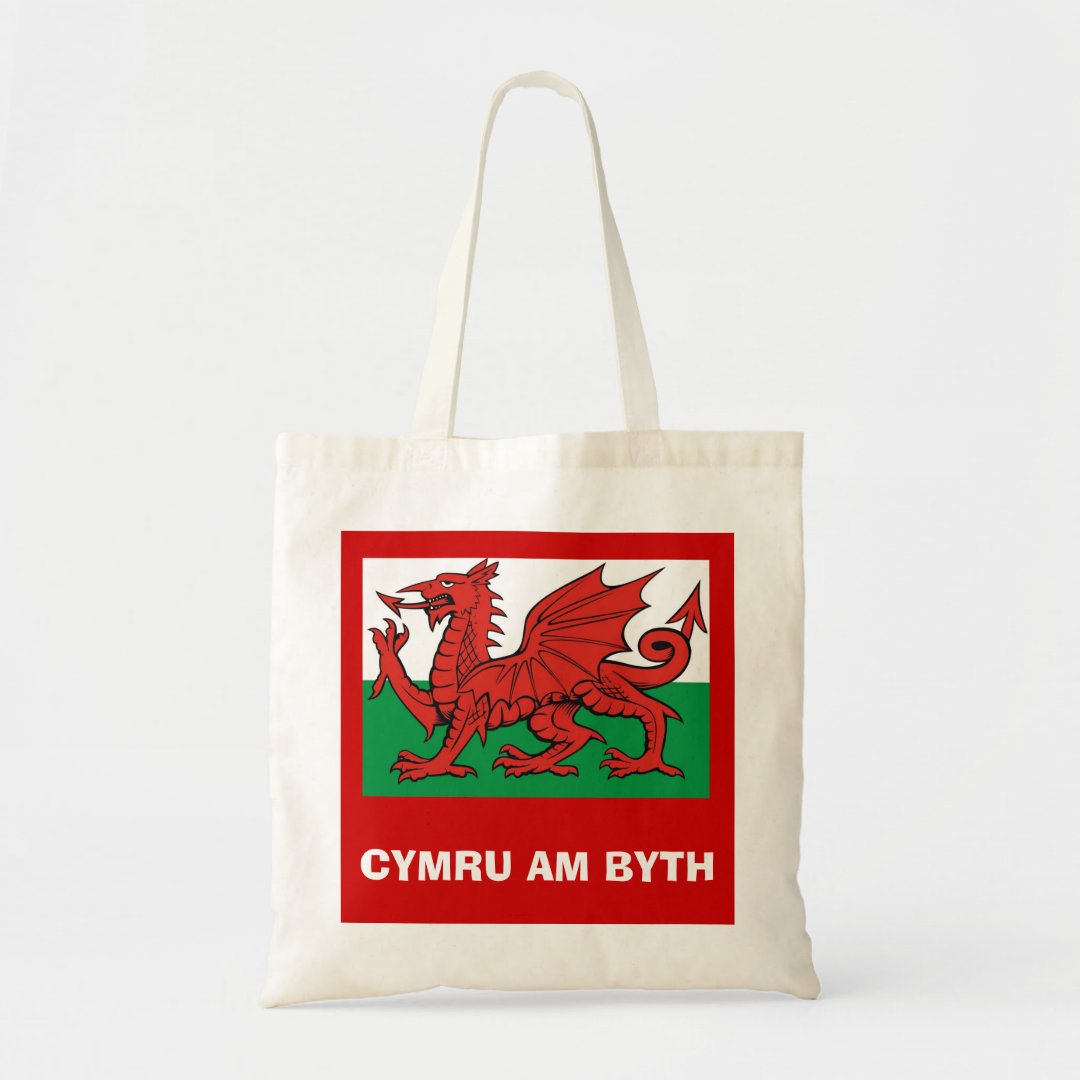Welsh flag, "Cymru am byth", The red dragon Tote Bag | Zazzle