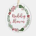 Welsh Merry Christmas Wreath, Nadolig Llawen Ceramic Ornament | Zazzle