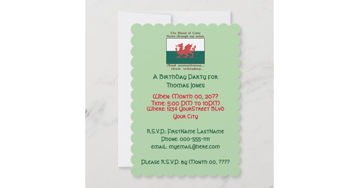 Welsh Whiskey Birthday Party Invitation | Zazzle