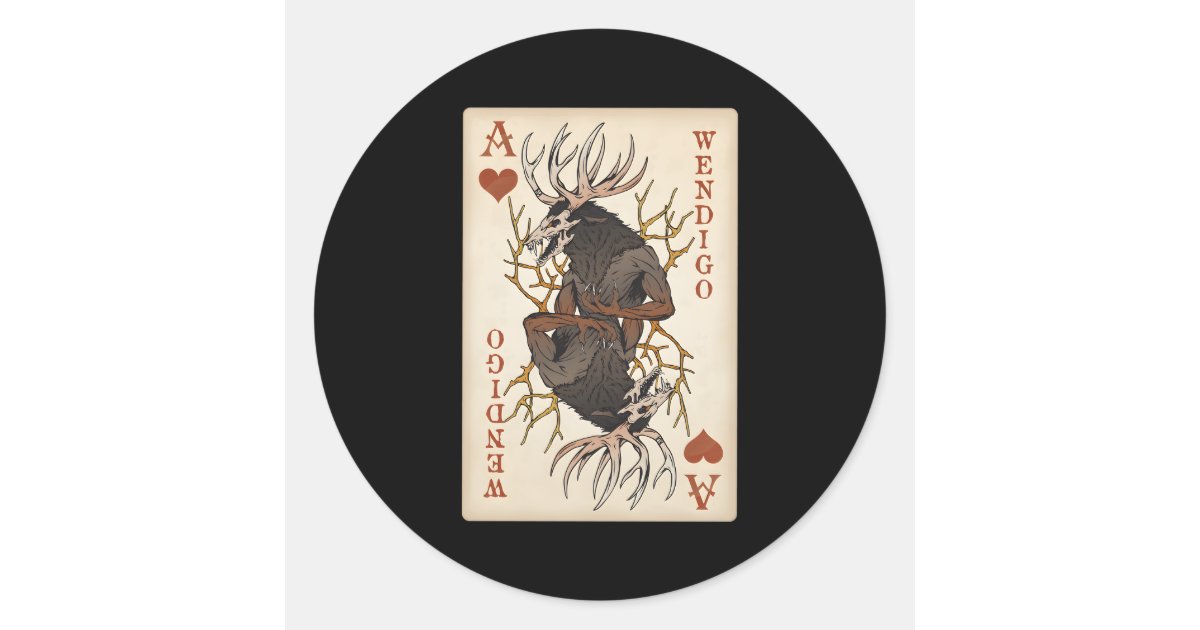 Wendigo Original Cryptid Playing Card Tarot Ace Of Classic Round ...