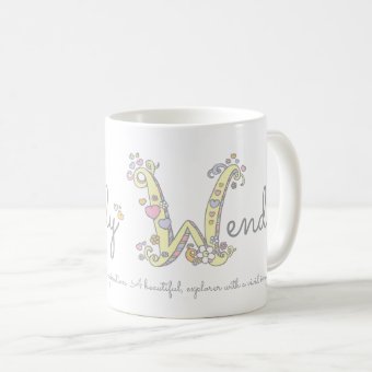 Wendy name meaning decorative W monogram mug | Zazzle